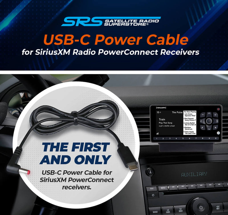 USB-C Power Cable for SiriusXM Satellite Radio Receivers